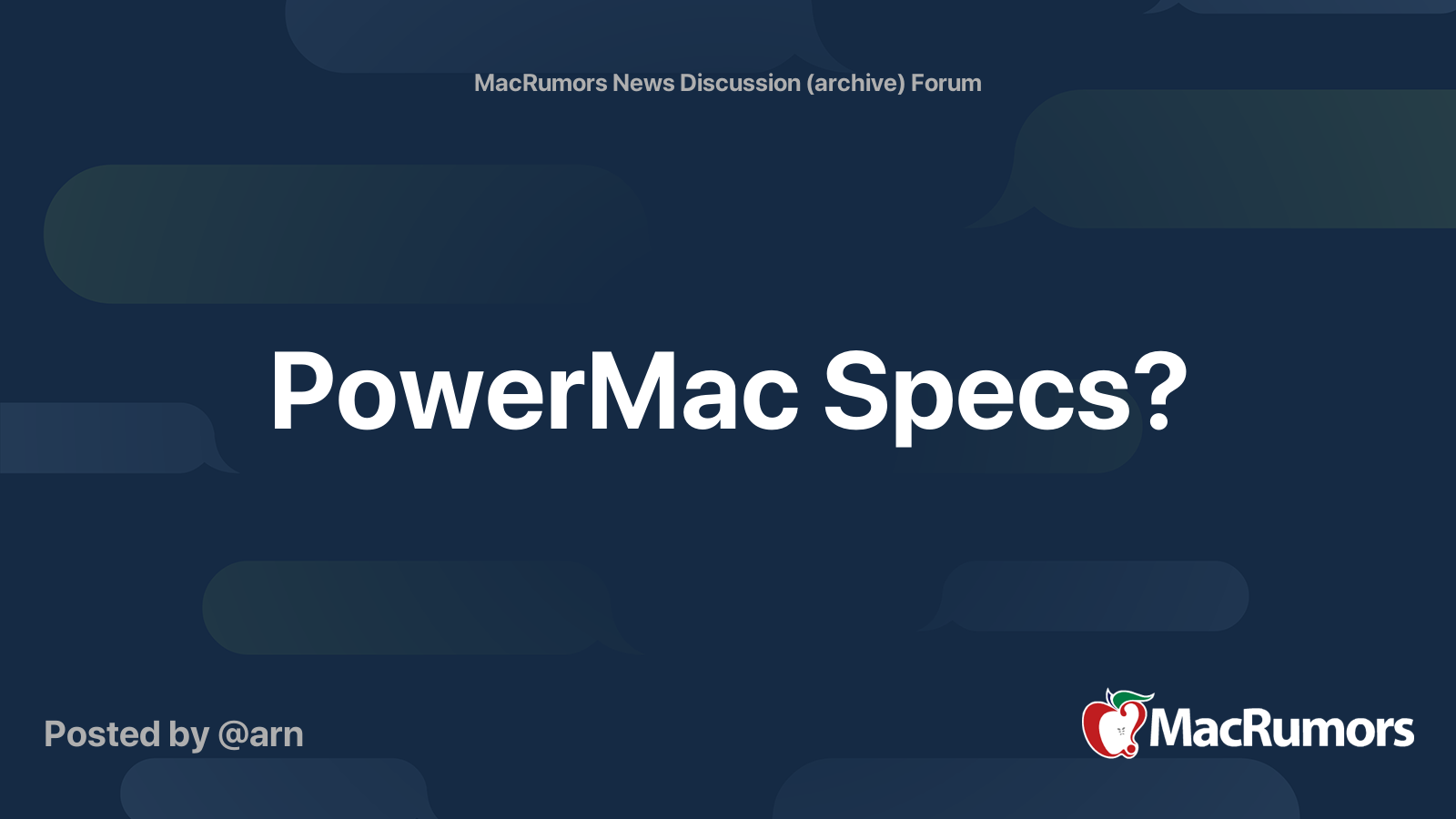 PowerMac Specs? | MacRumors Forums