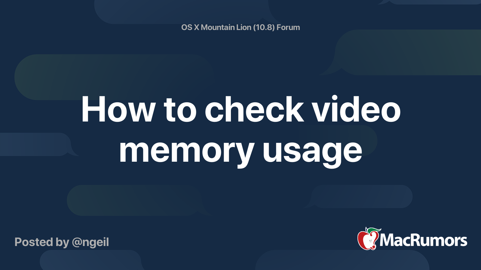 How to check video memory usage | MacRumors Forums
