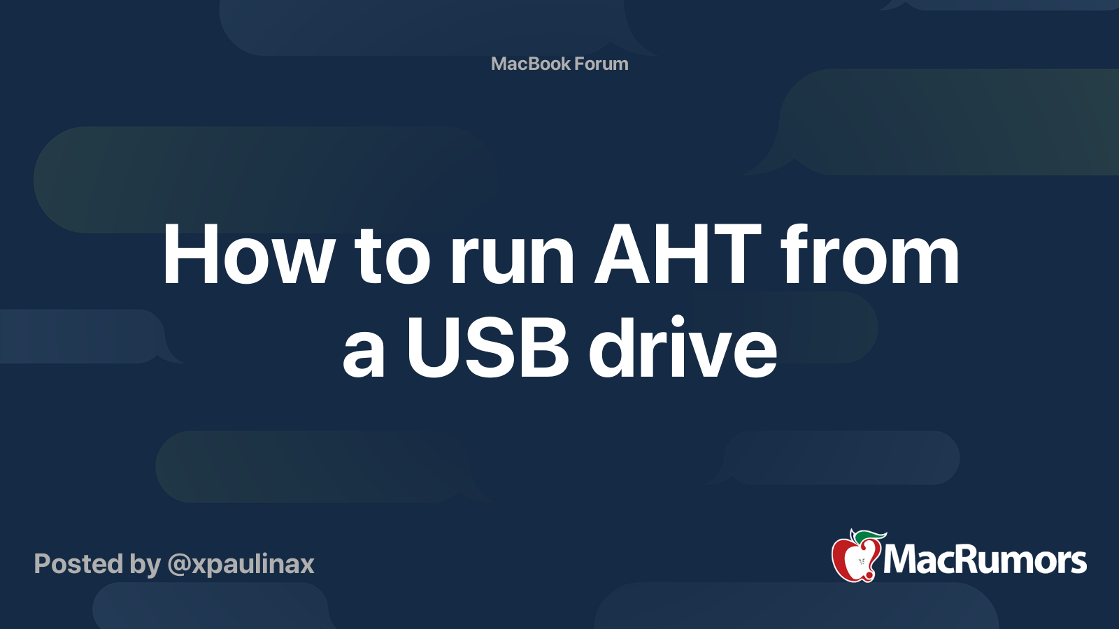 How to run AHT from a USB drive | MacRumors Forums