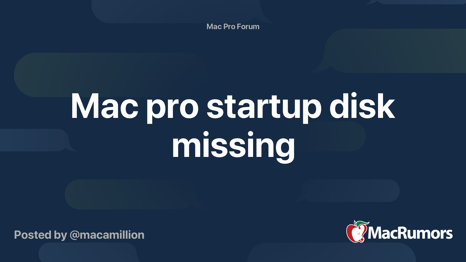 Mac pro startup disk missing | MacRumors Forums