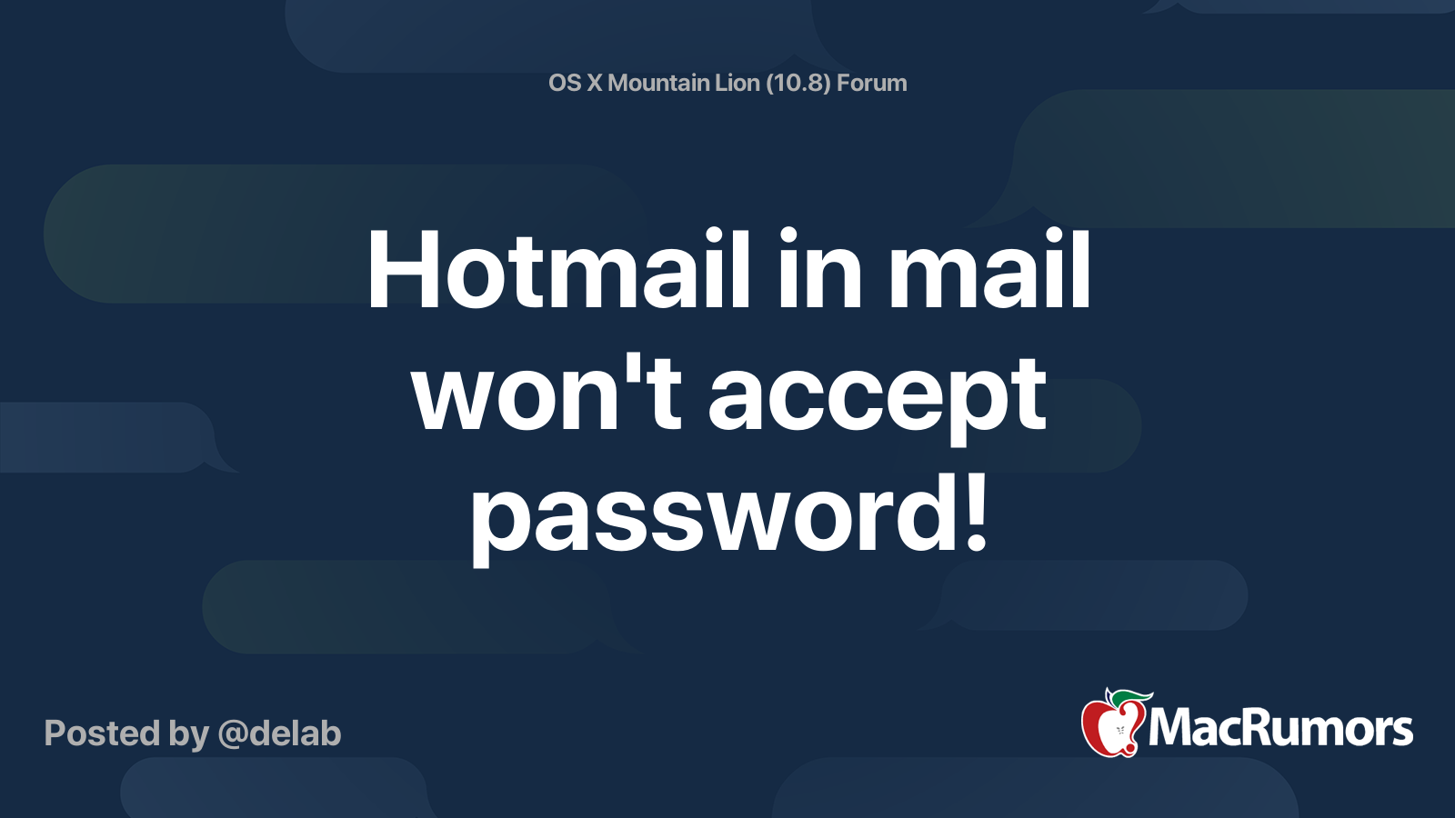 Hotmail In Mail Won T Accept Password Macrumors Forums