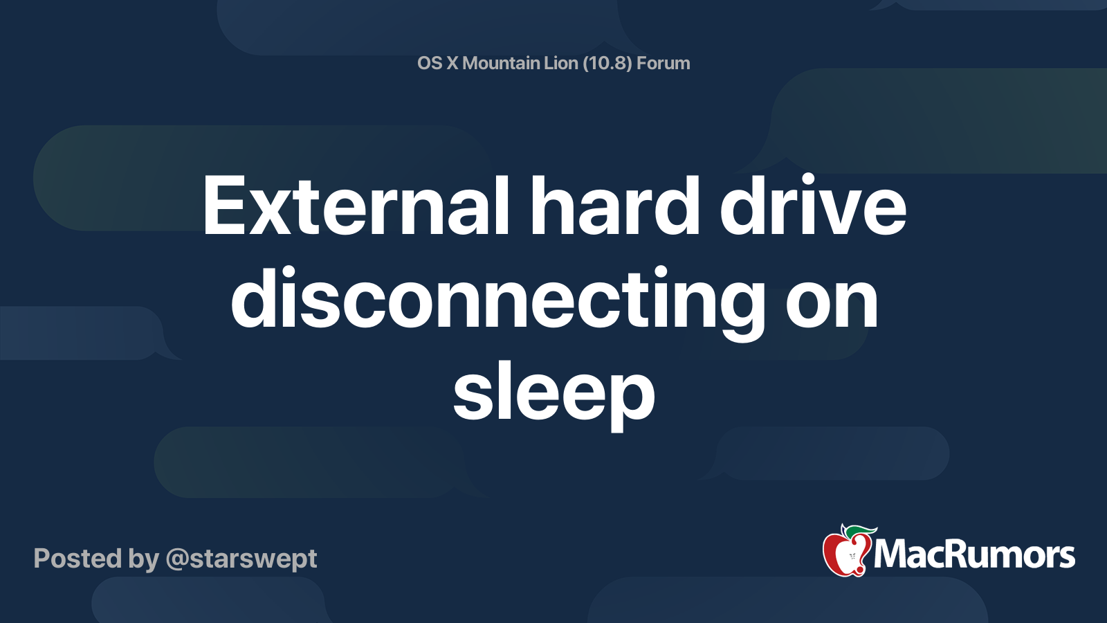 External hard drive disconnecting on sleep | MacRumors Forums