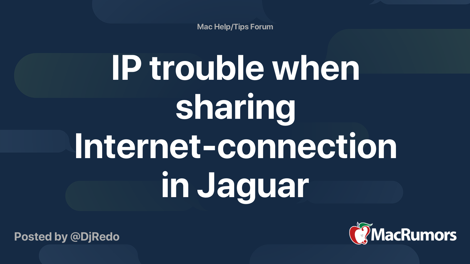 IP trouble when sharing Internet-connection in Jaguar | MacRumors Forums