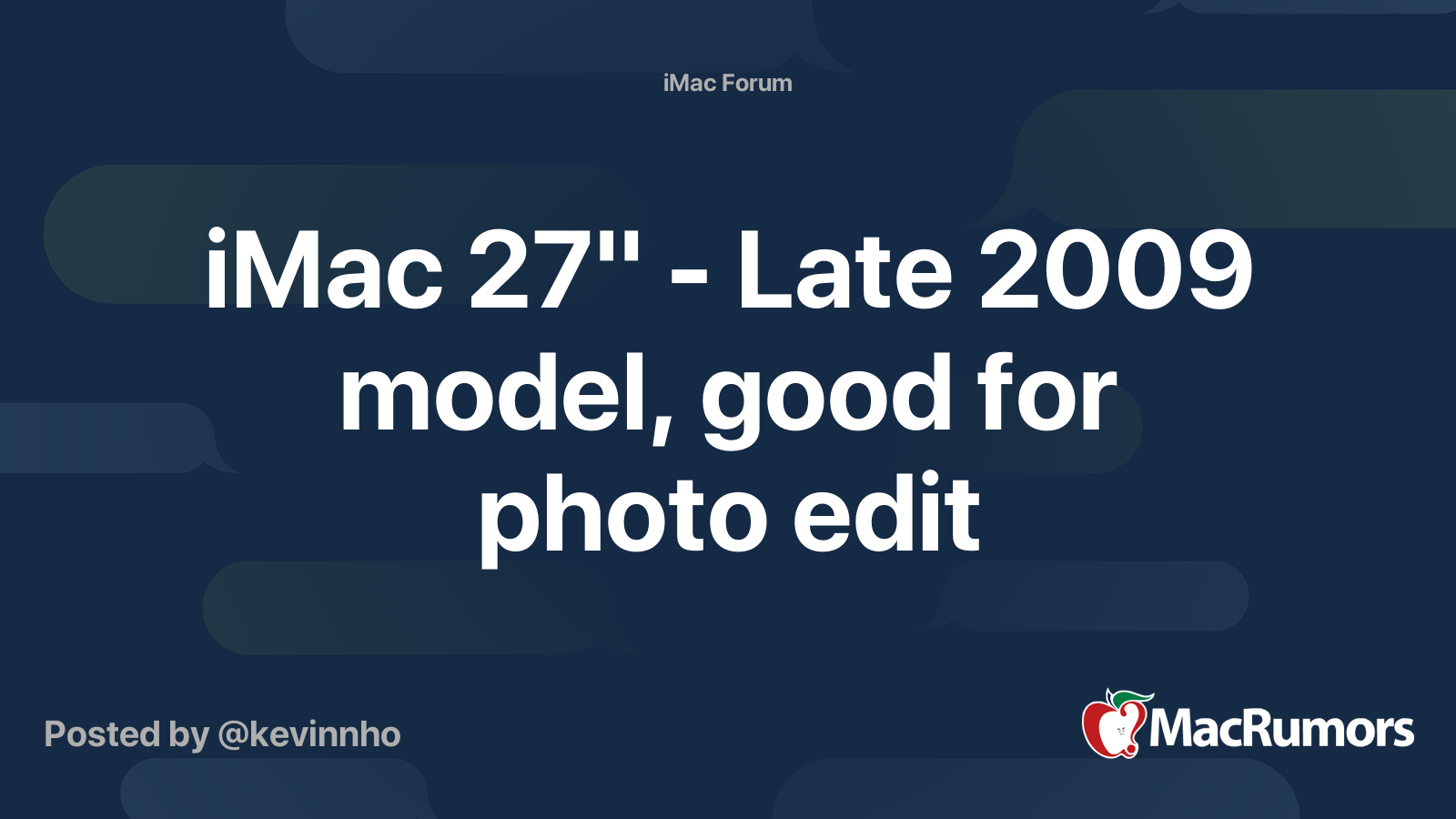 iMac 27" - Late 2009 model, good for photo edit | MacRumors Forums