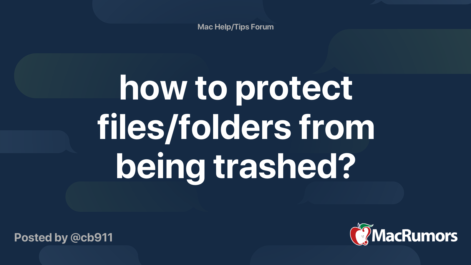 how to protect files/folders from being trashed? | MacRumors Forums