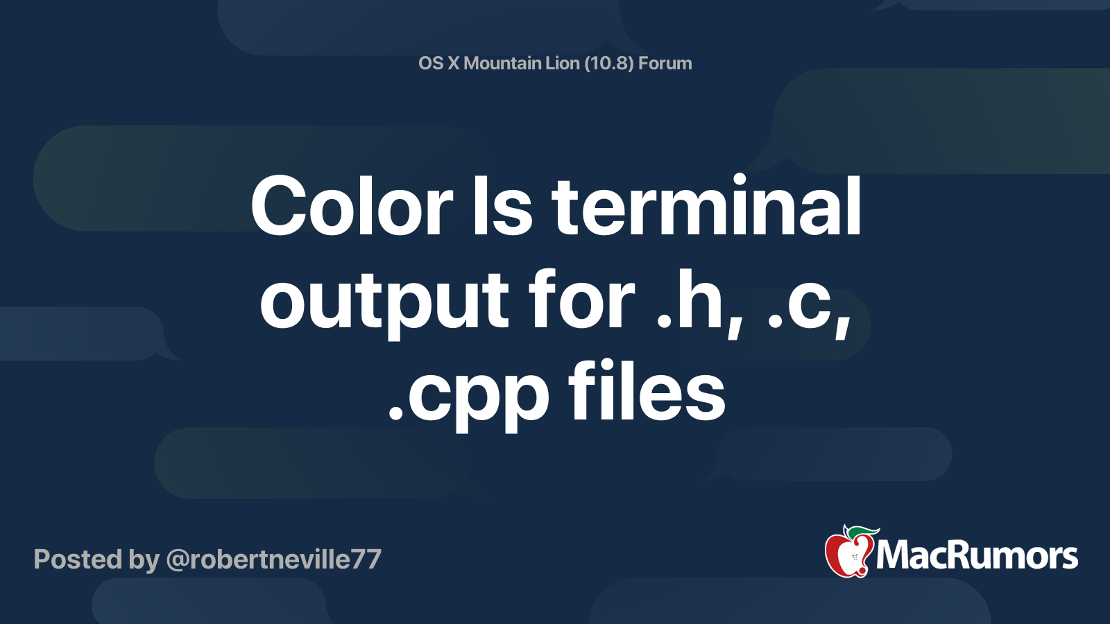 Color ls terminal output for .h, .c, .cpp files | MacRumors Forums