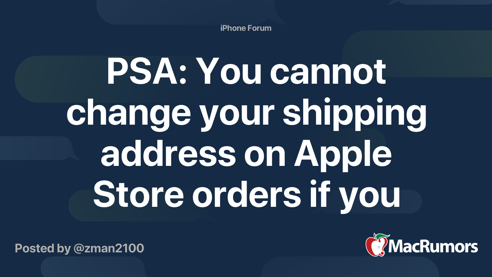 PSA: You cannot change your shipping address on Apple Store orders if you have AT&T | MacRumors ...