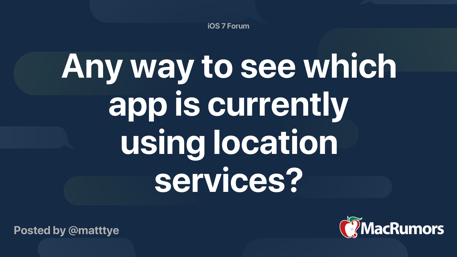 Any way to see which app is currently using location services? | MacRumors Forums