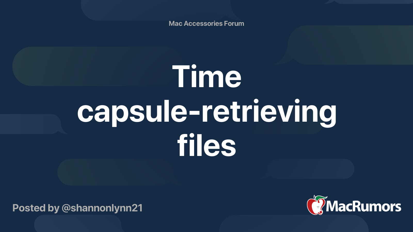Time capsule-retrieving files | MacRumors Forums
