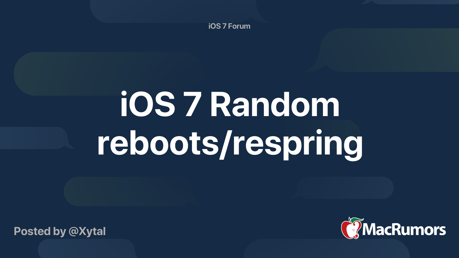 iOS 7 Random reboots/respring | MacRumors Forums