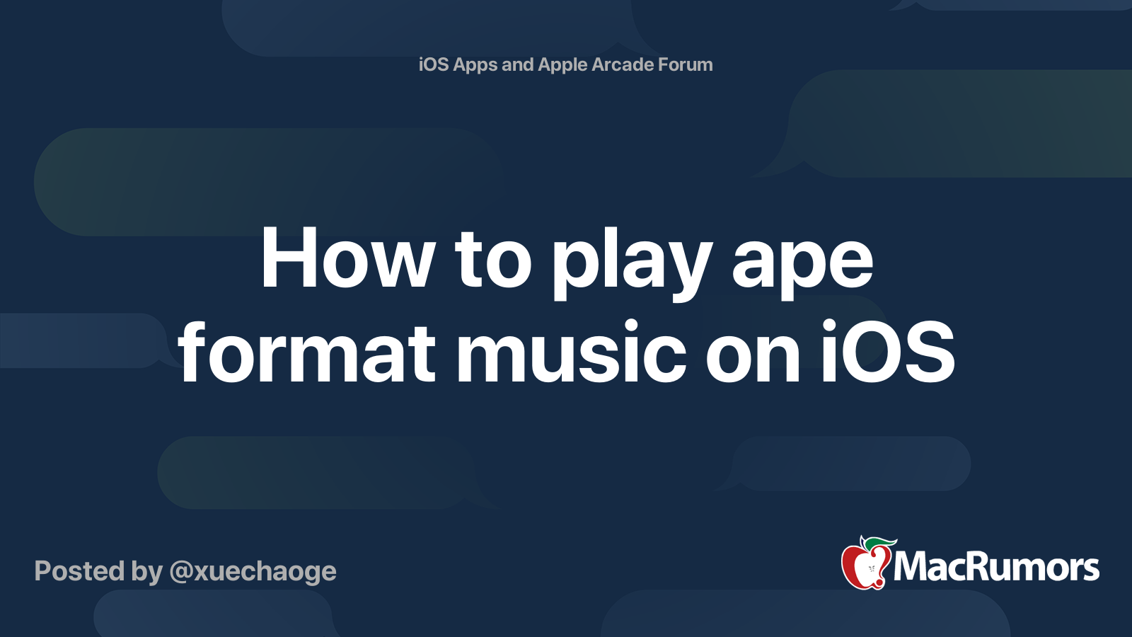How to play ape format music on iOS | MacRumors Forums