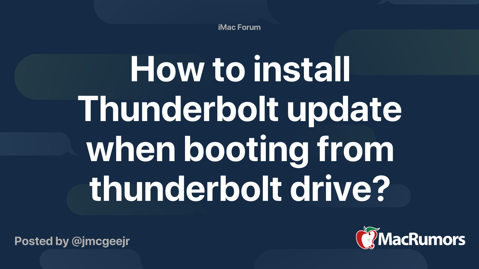 How to install Thunderbolt update when booting from thunderbolt drive? | MacRumors Forums