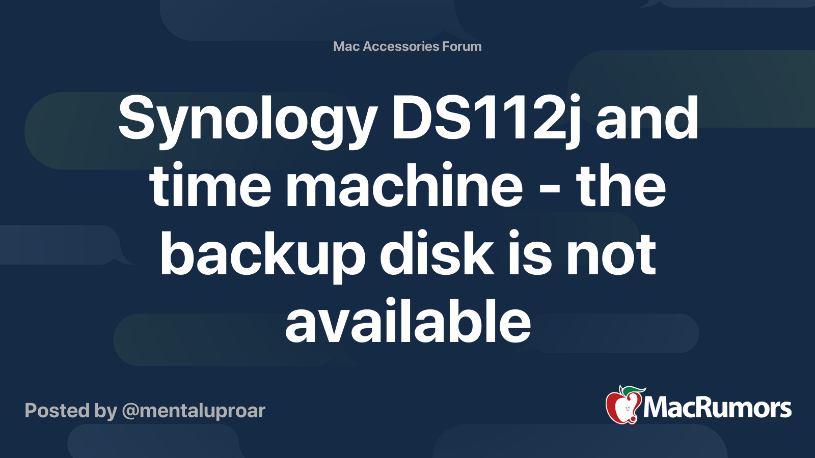 Synology DS112j and time machine - the backup disk is not available | MacRumors Forums