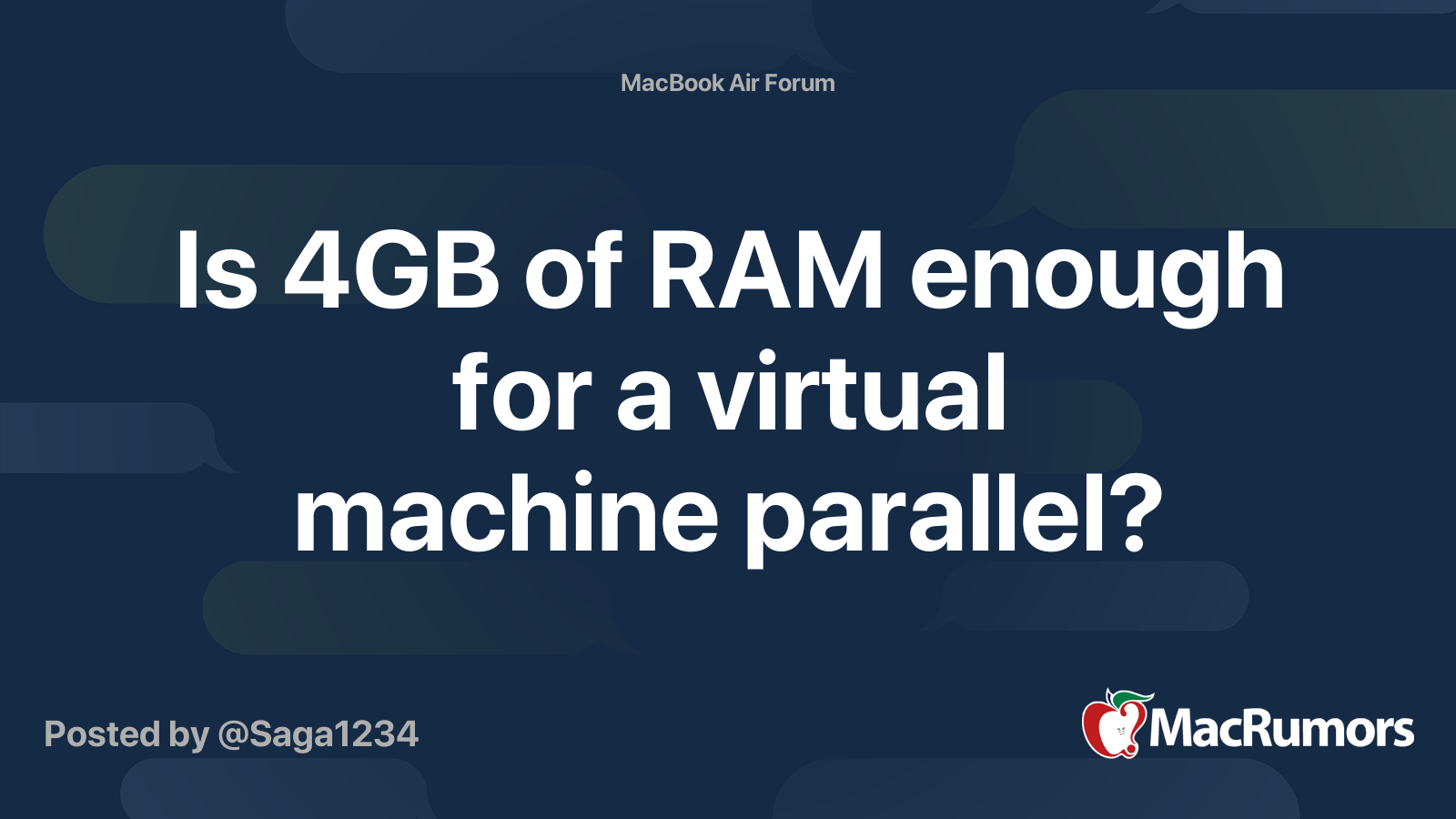 Is 4GB of RAM enough for a virtual machine parallel? | MacRumors Forums