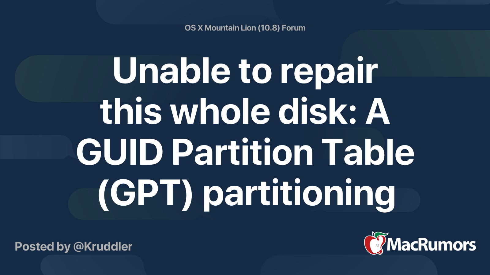 Unable To Repair This Whole Disk A Guid Partition Table Gpt Partitioning Scheme Is