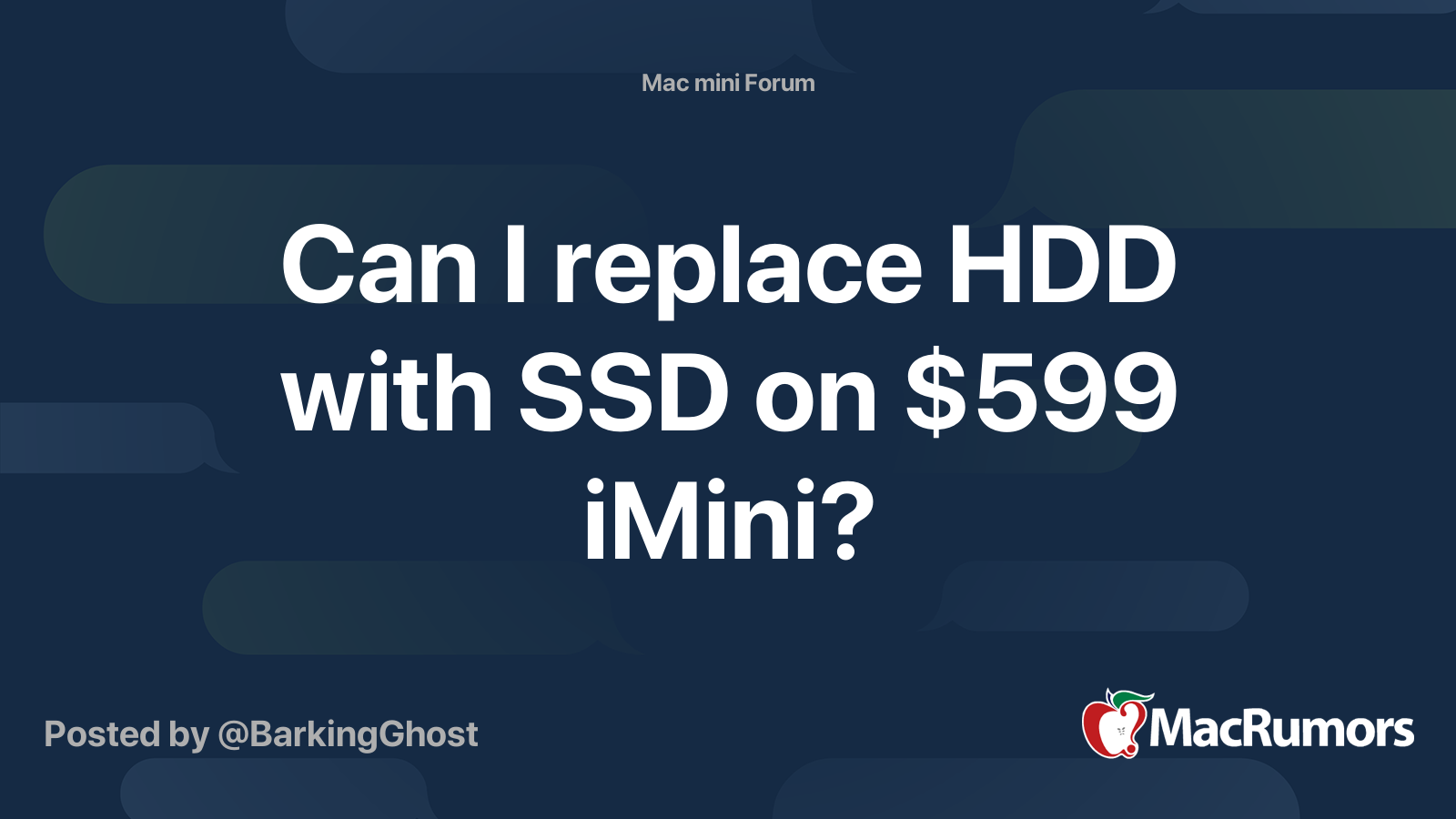 Can I replace HDD with SSD on $599 iMini? | MacRumors Forums