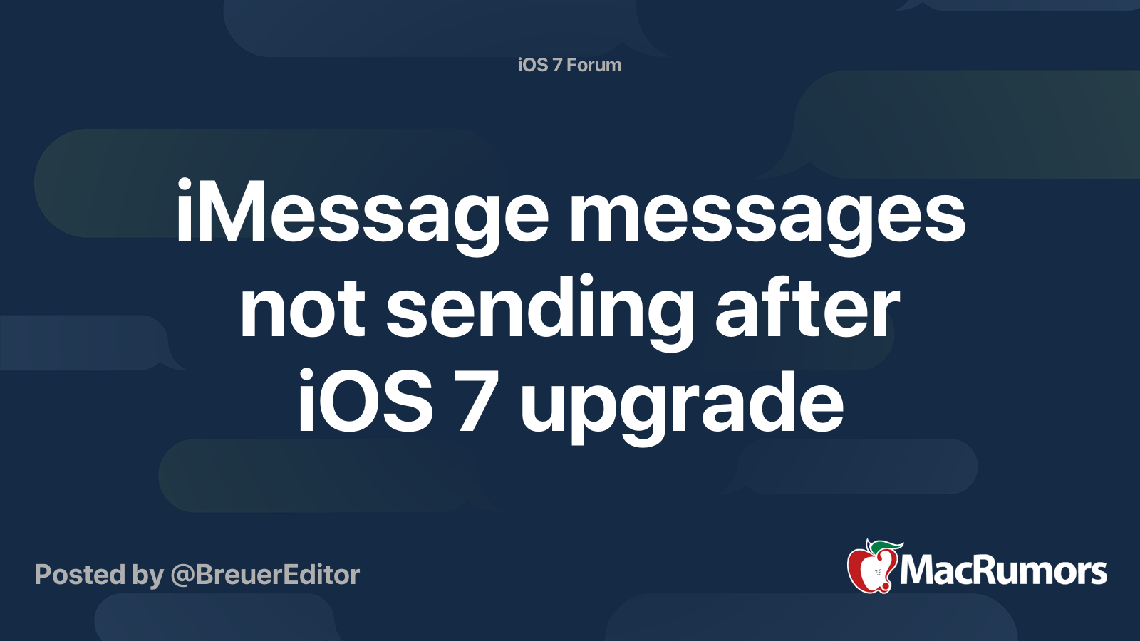 iMessage messages not sending after iOS 7 upgrade | MacRumors Forums