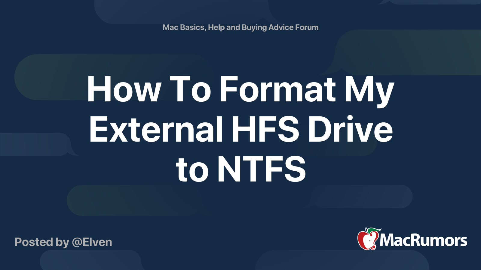 How To Format My External HFS Drive to NTFS | MacRumors Forums