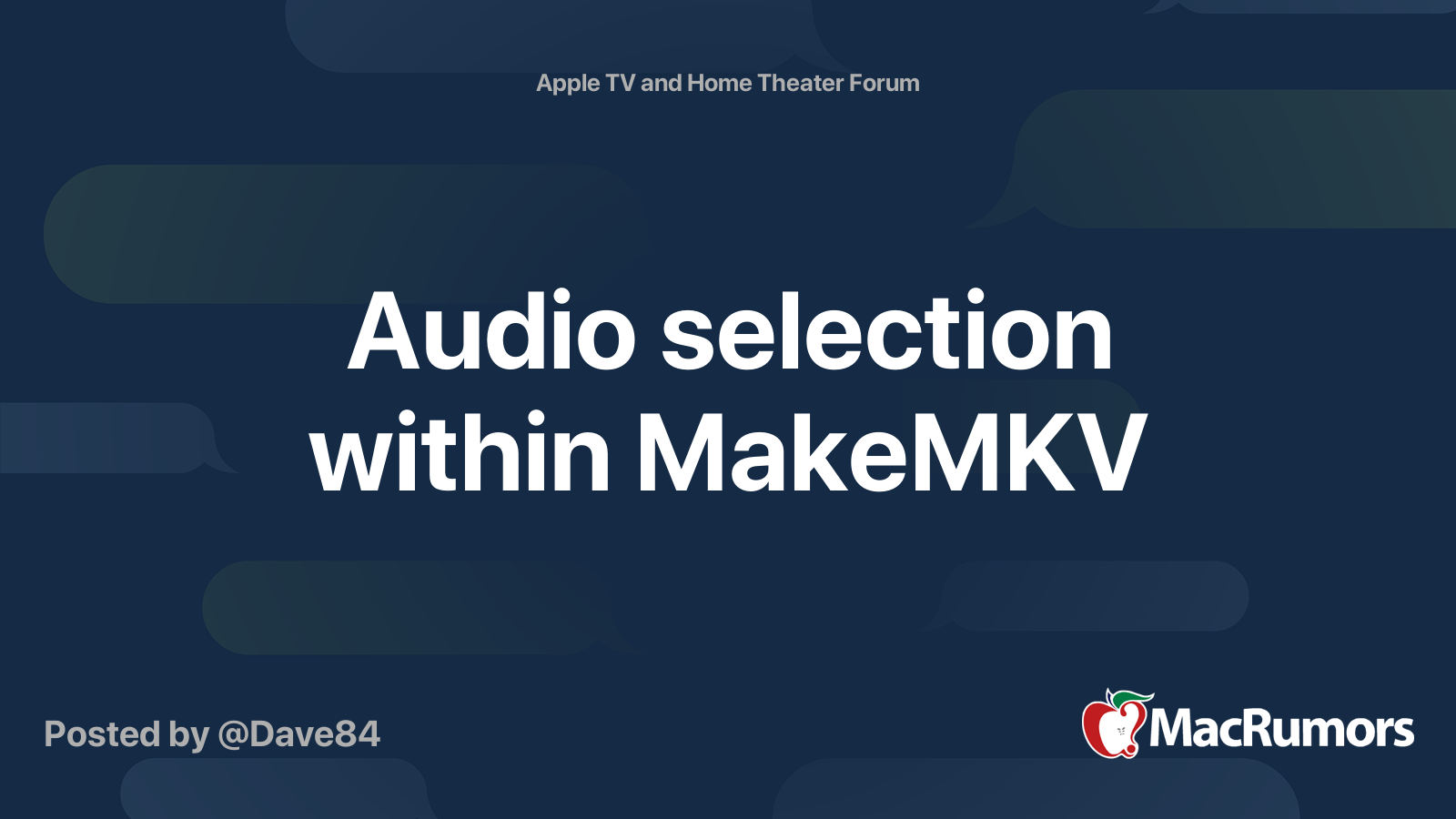 Audio selection within MakeMKV | MacRumors Forums