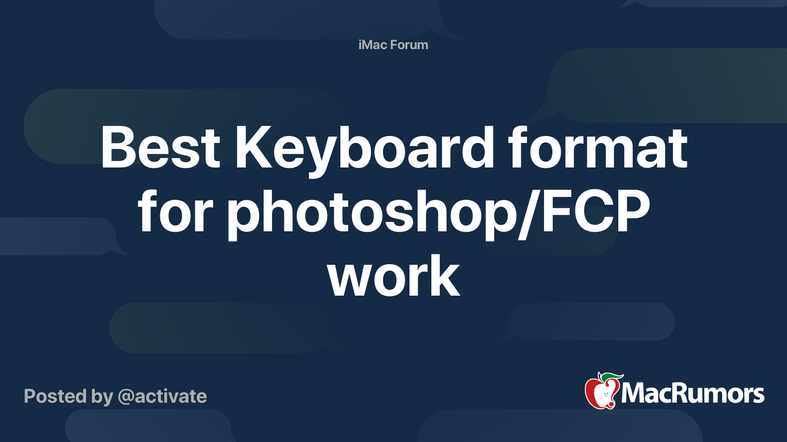 Best Keyboard format for photoshop/FCP work | MacRumors Forums