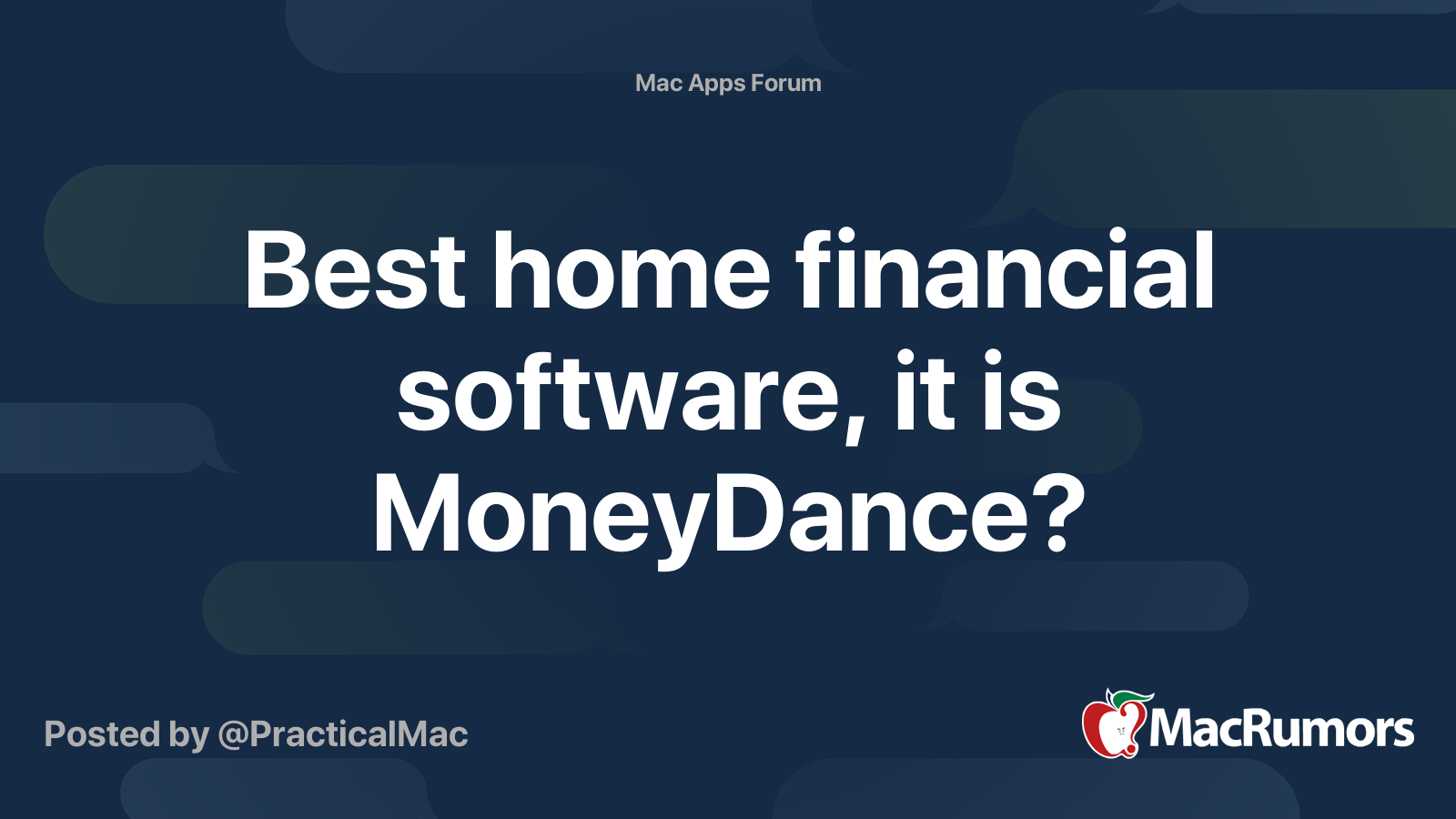 Best home financial software, it is MoneyDance? | MacRumors Forums