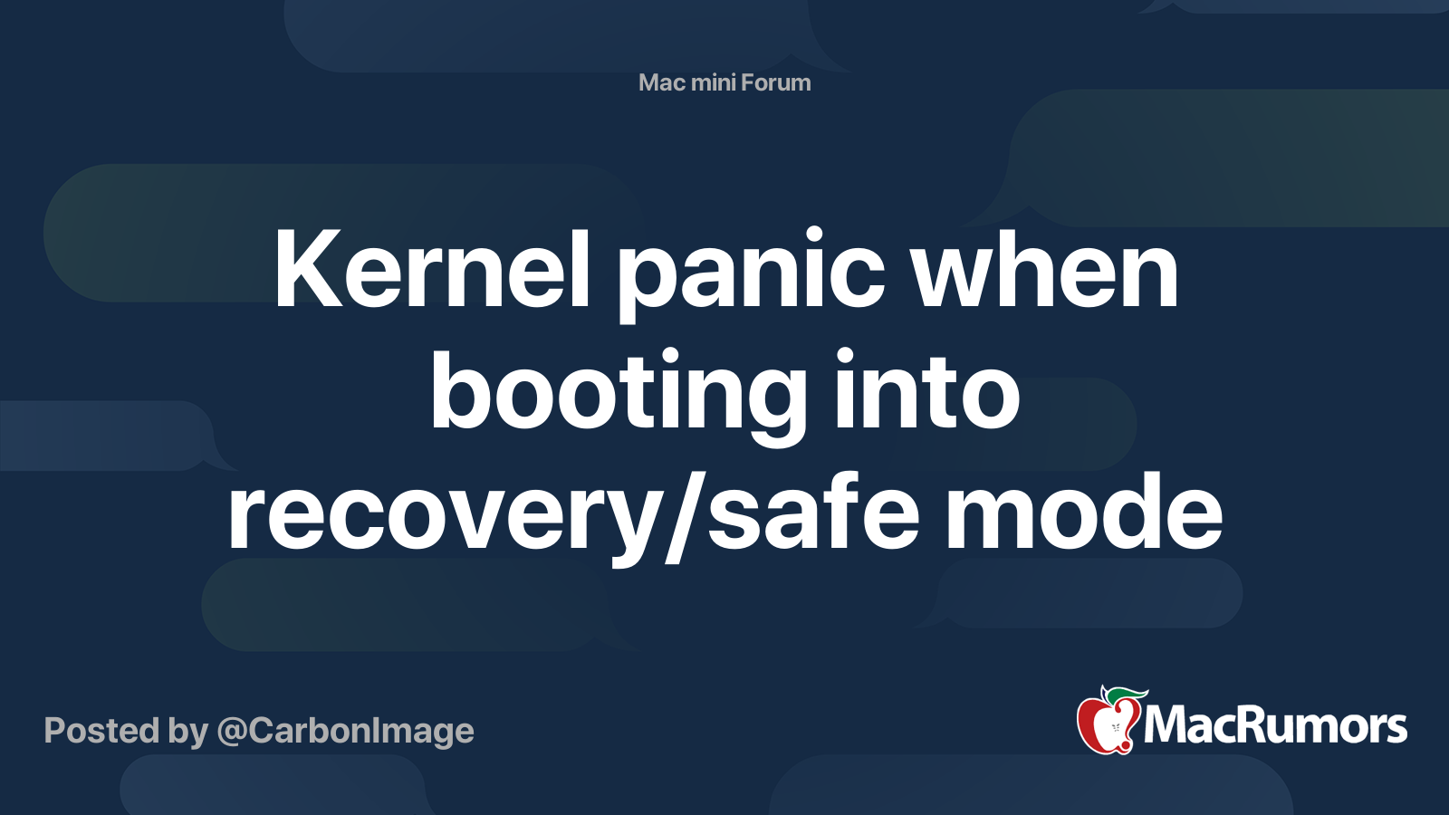 Kernel panic when booting into recovery/safe mode | MacRumors Forums