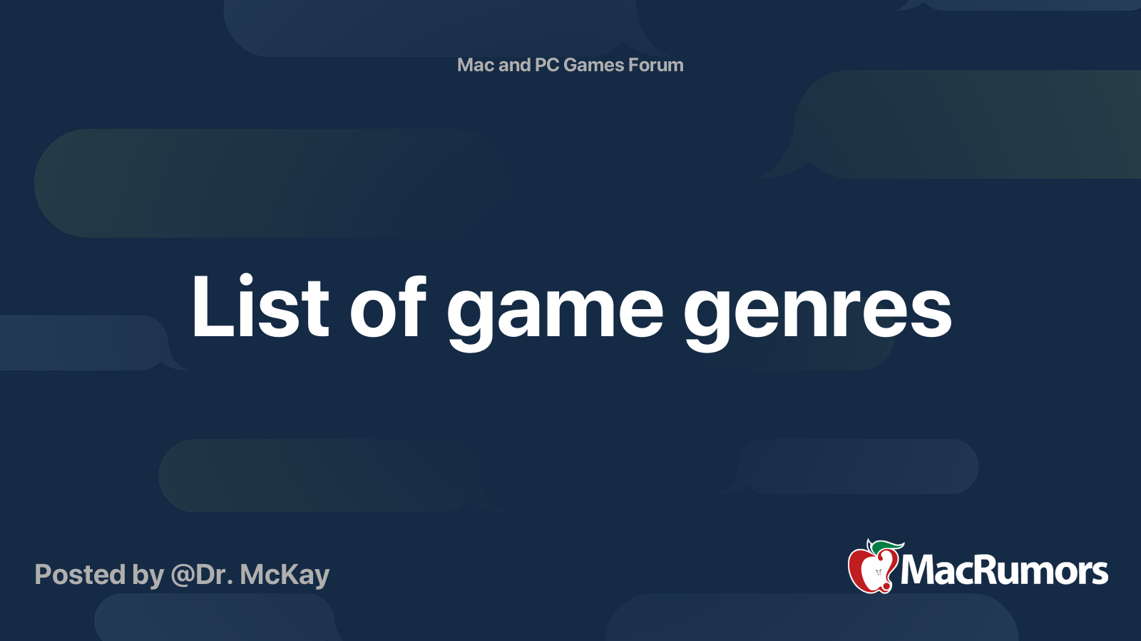 List of game genres | MacRumors Forums