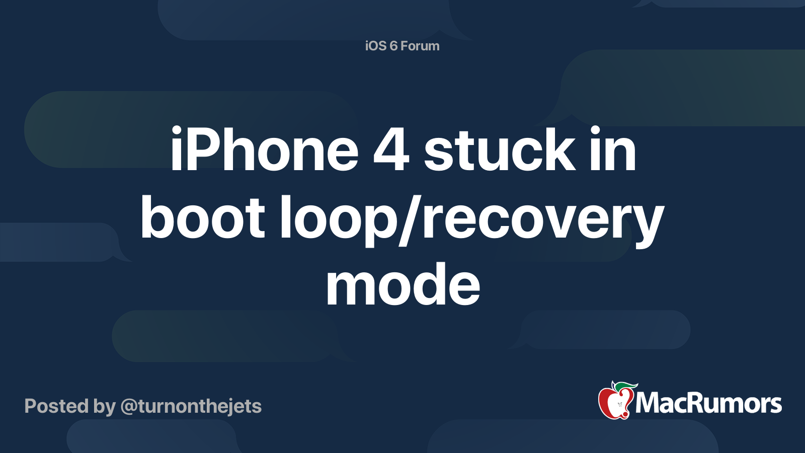 iPhone 4 stuck in boot loop/recovery mode | MacRumors Forums