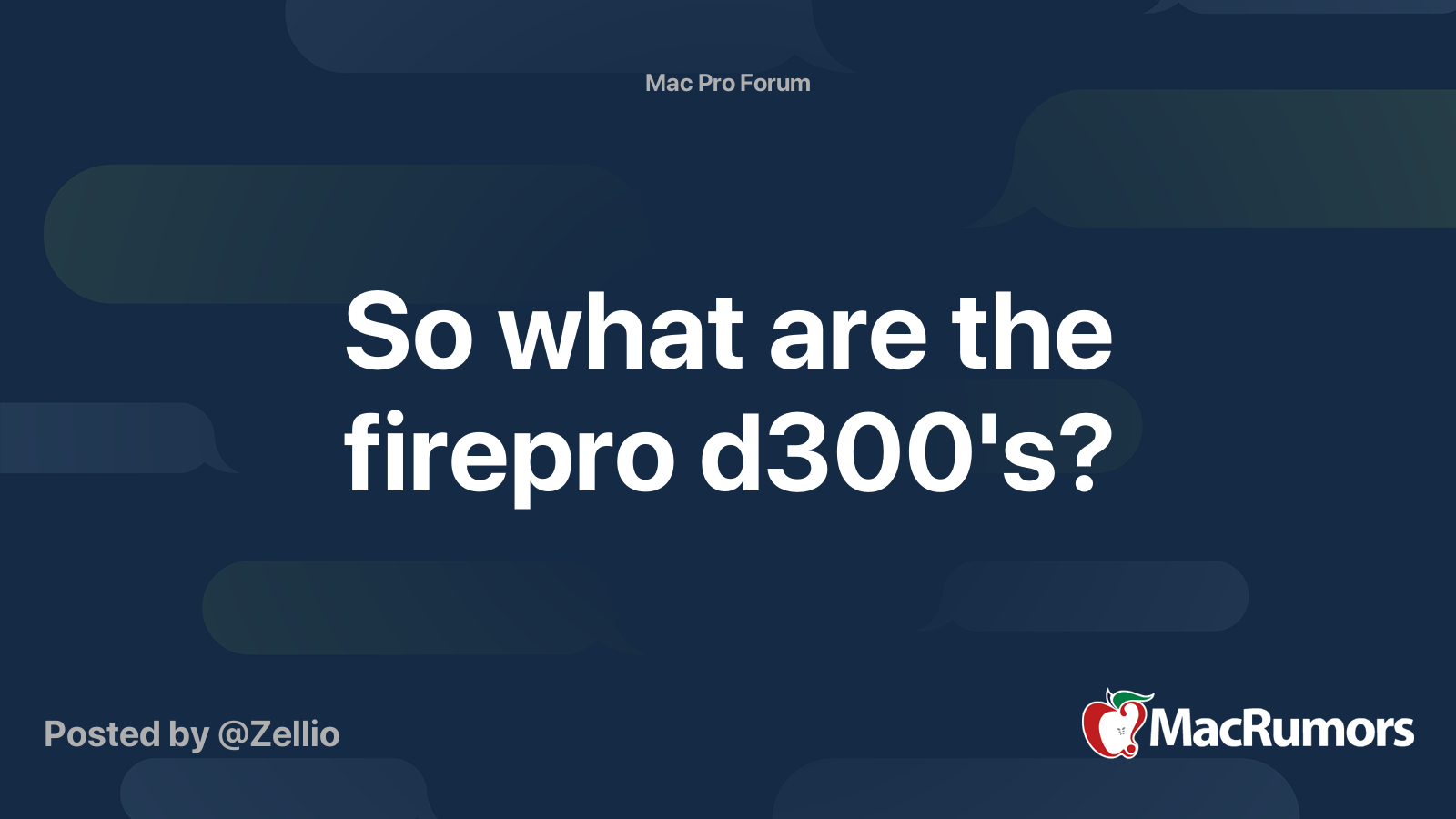 So what are the firepro d300's? | MacRumors Forums