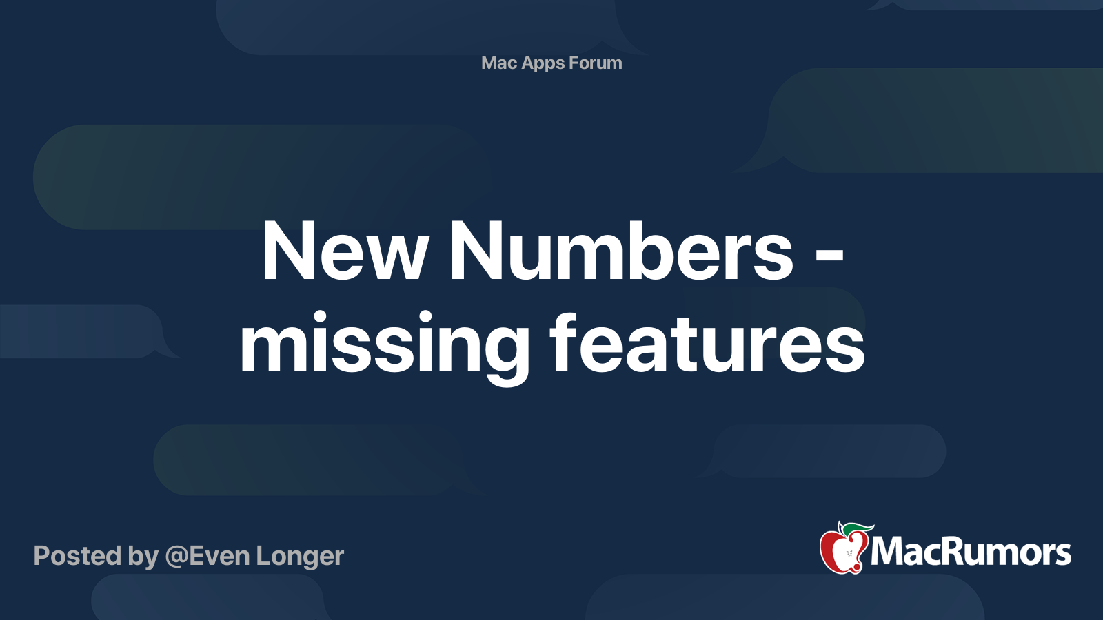 New Numbers - missing features | MacRumors Forums