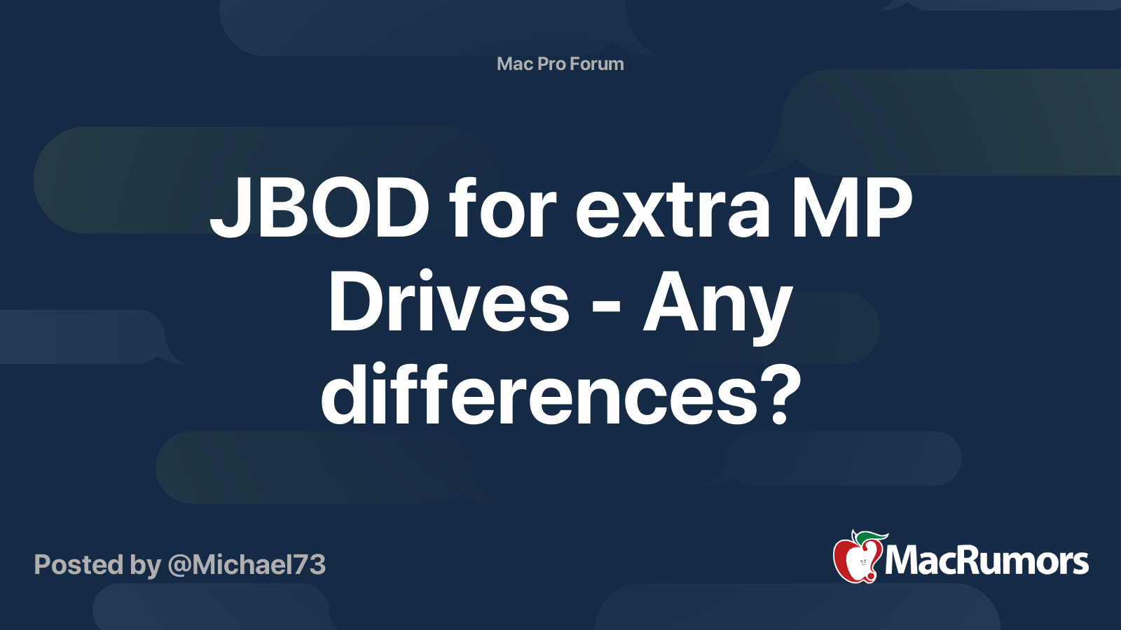 JBOD for extra MP Drives - Any differences? | MacRumors Forums