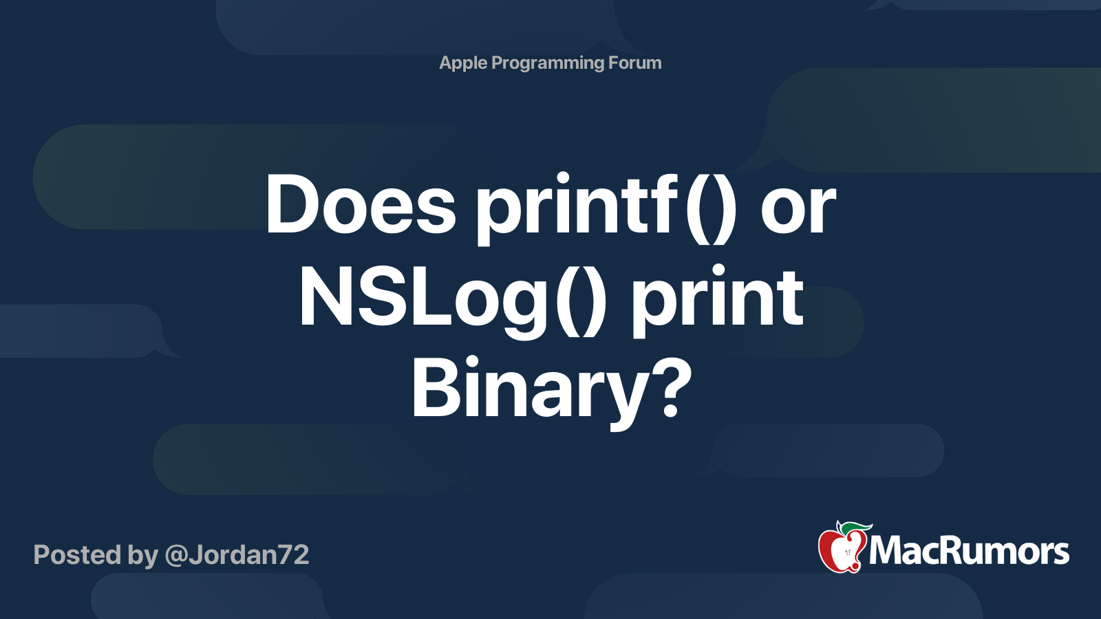 Does Printf Or Nslog Print Binary Macrumors Forums