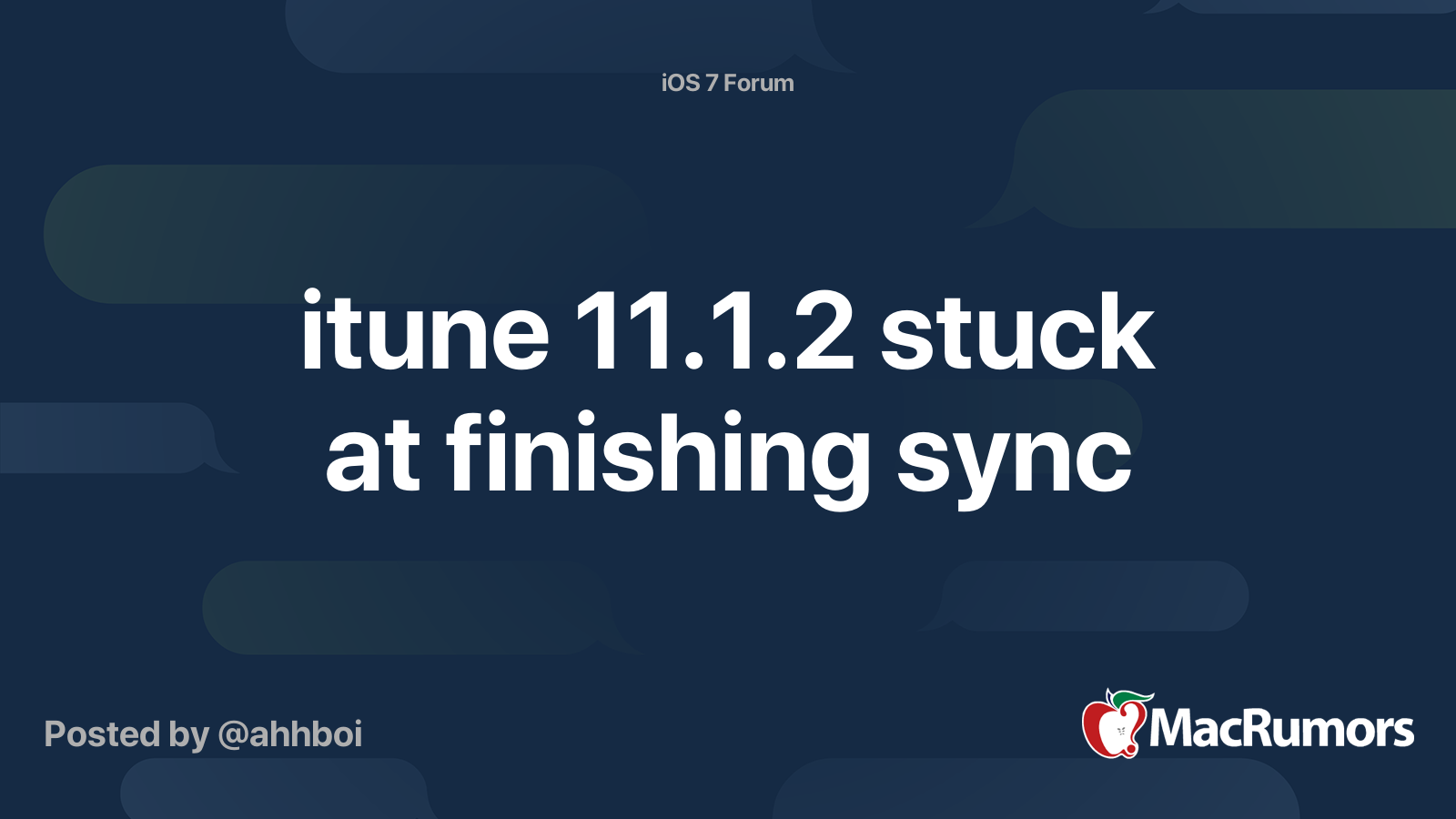 itune 11.1.2 stuck at finishing sync | MacRumors Forums