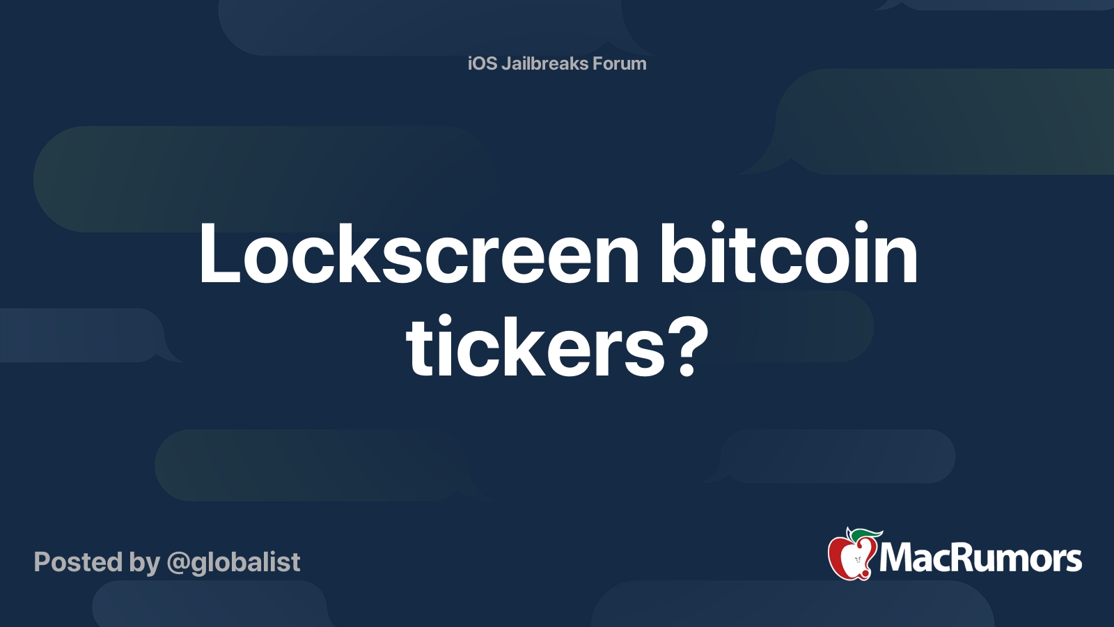 Lockscreen bitcoin tickers? | MacRumors Forums