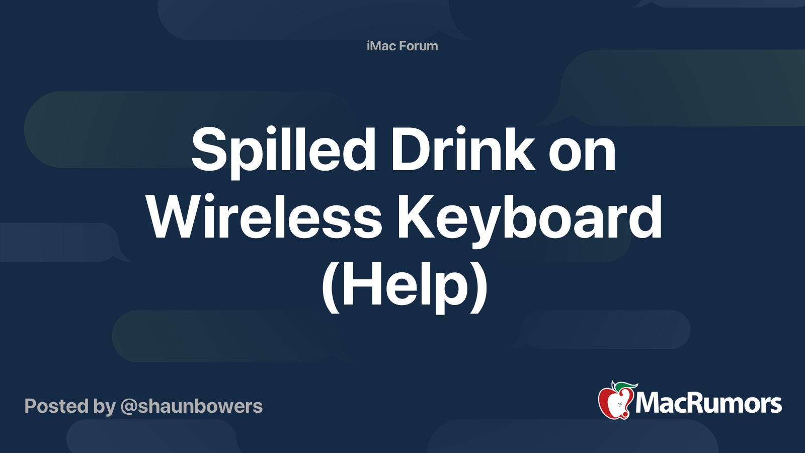Spilled Drink on Wireless Keyboard (Help) | MacRumors Forums
