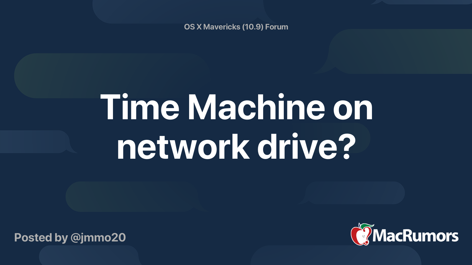 Time Machine on network drive? | MacRumors Forums