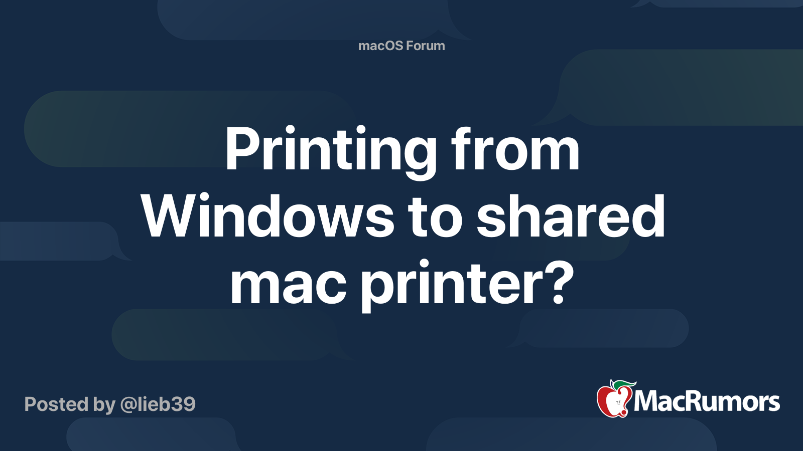 Printing from Windows to shared mac printer? | MacRumors Forums