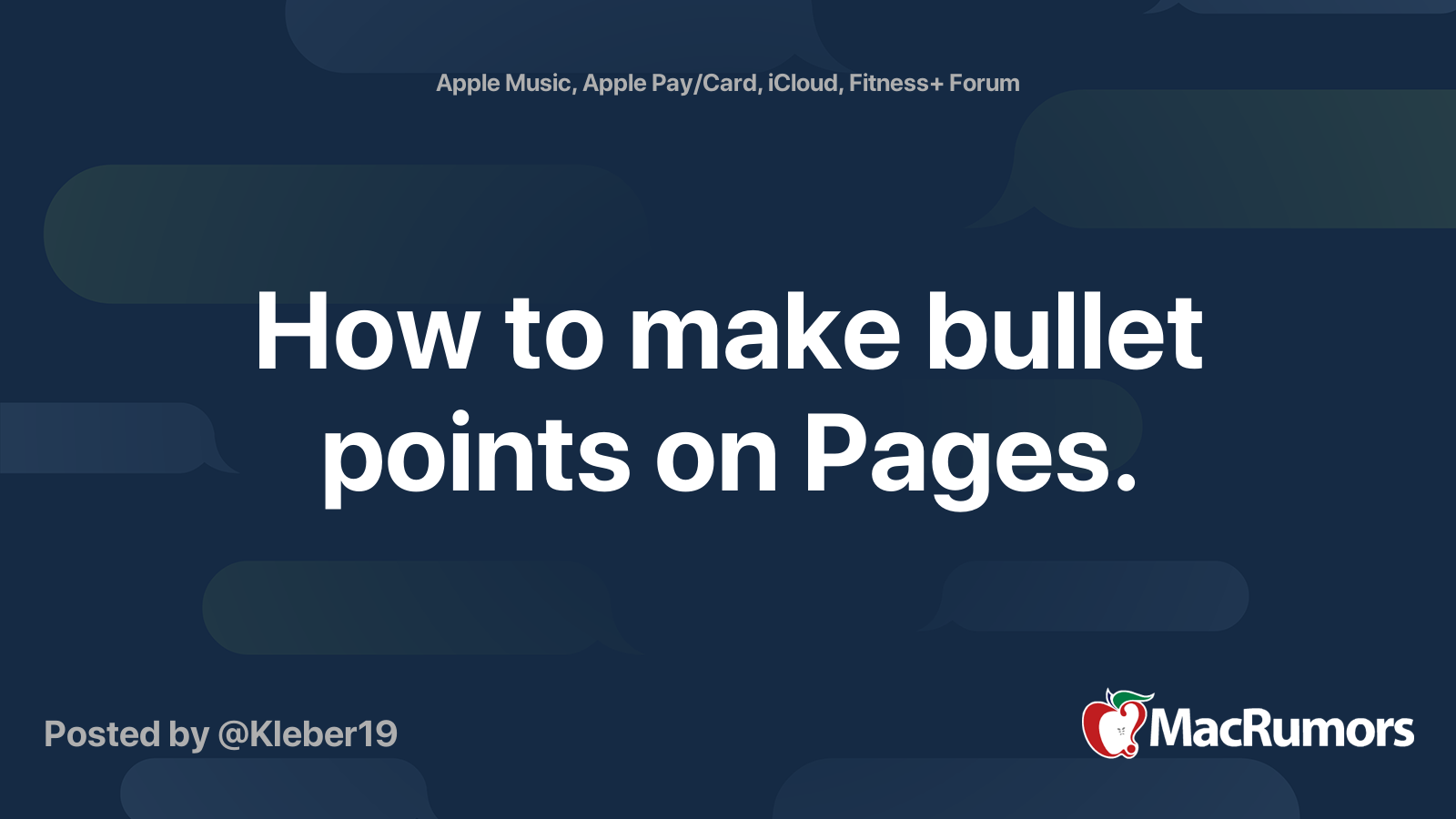 How to make bullet points on Pages. | MacRumors Forums