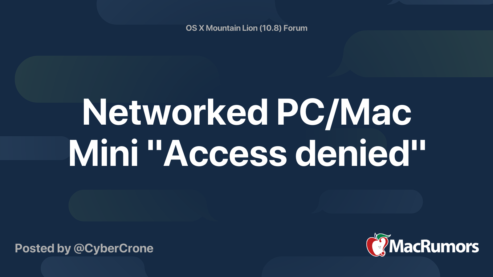 Networked PC/Mac Mini "Access denied" | MacRumors Forums