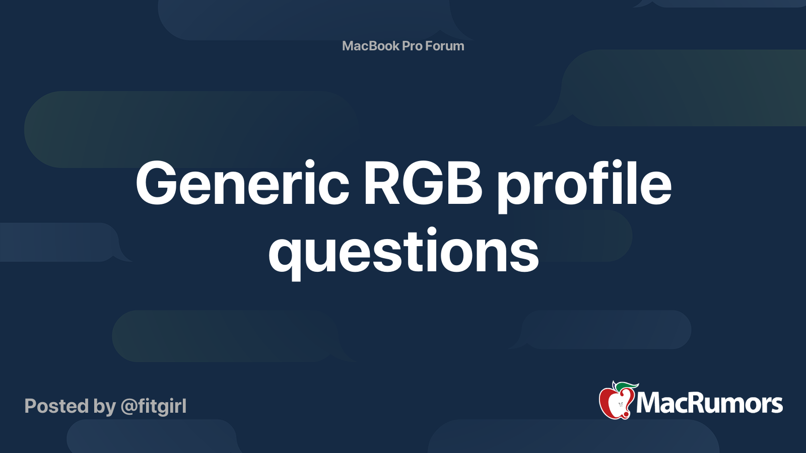 Generic RGB profile questions | MacRumors Forums