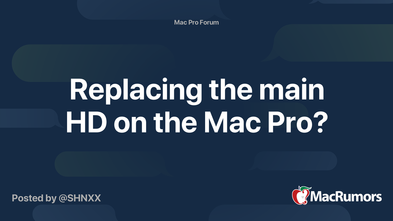 Replacing the main HD on the Mac Pro? | MacRumors Forums