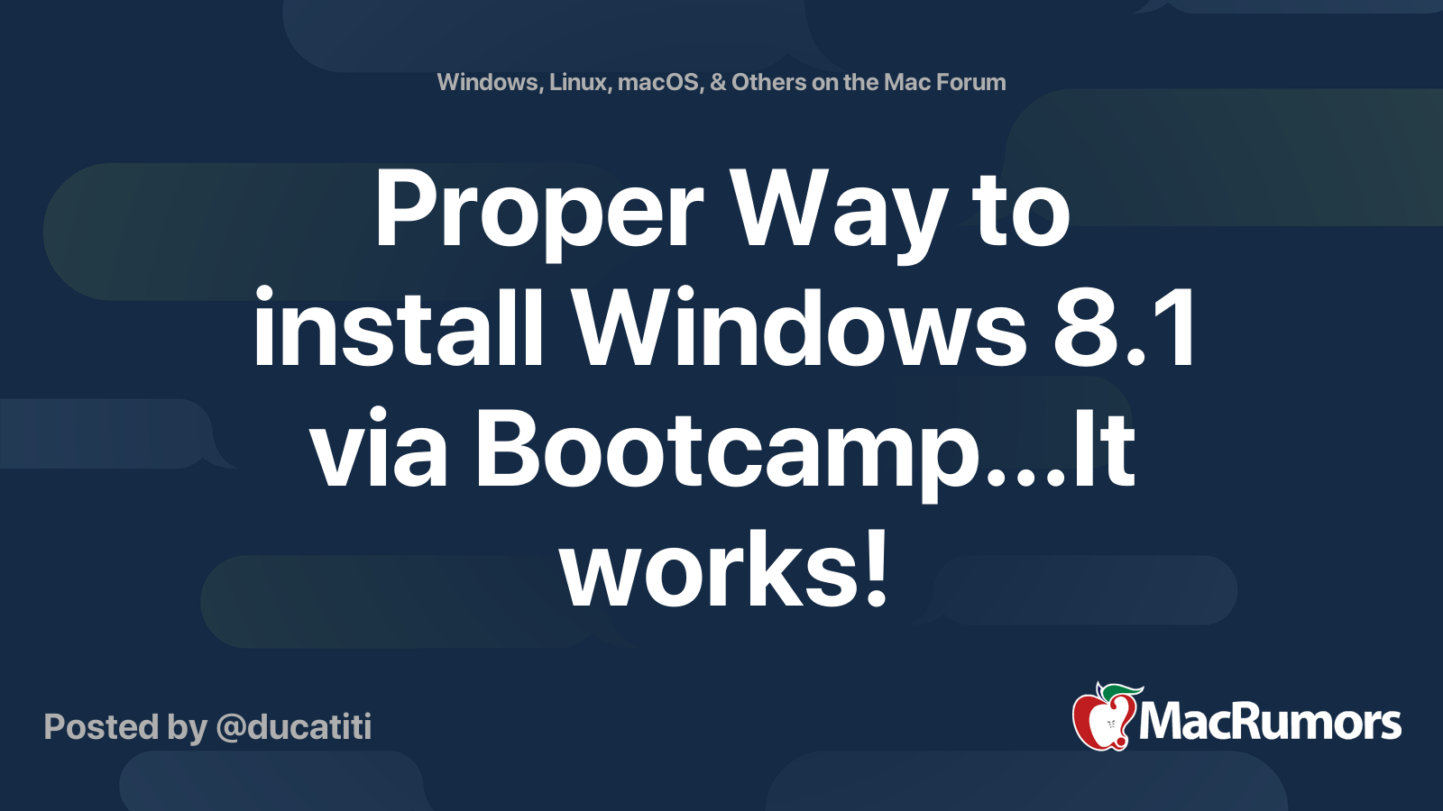 Proper Way to install Windows 8.1 via Bootcamp...It works! | MacRumors Forums