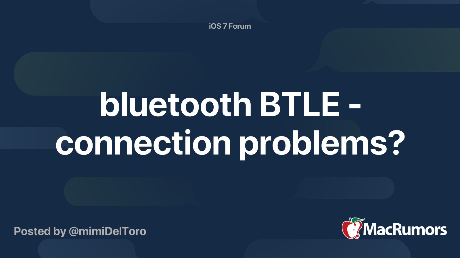 bluetooth BTLE - connection problems? | MacRumors Forums