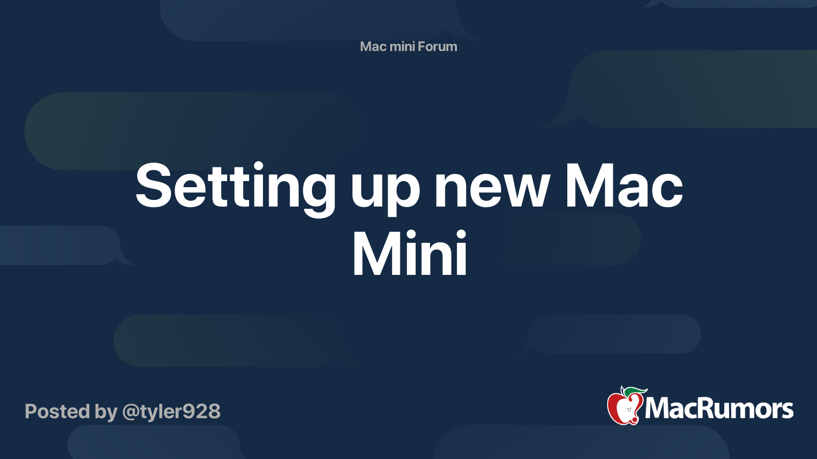 Setting up new Mac Mini | MacRumors Forums