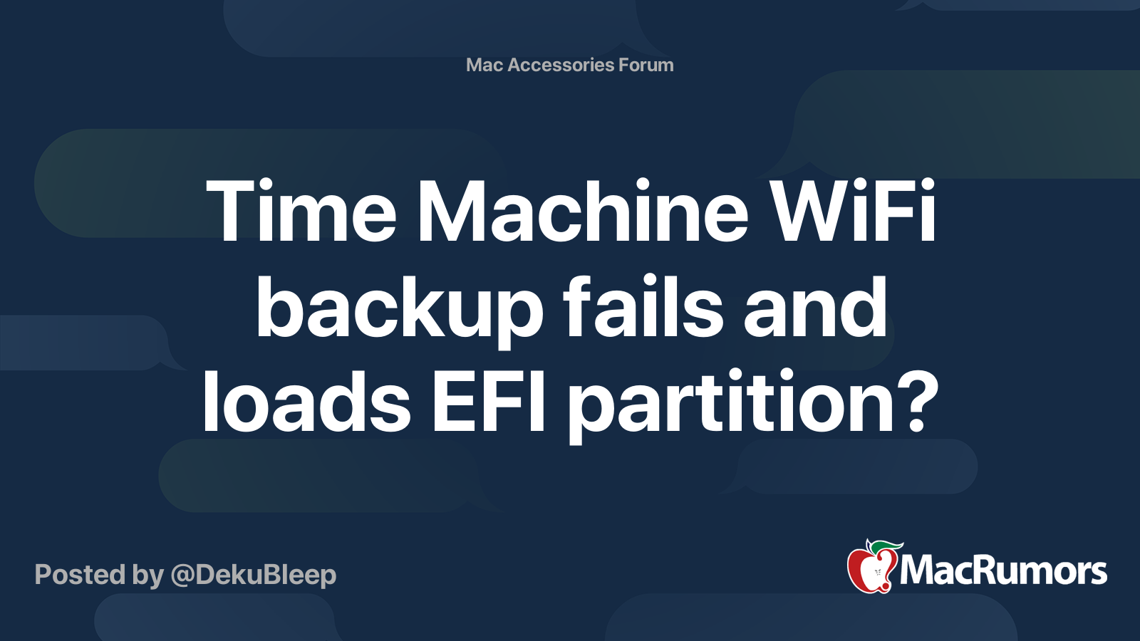 Time Machine WiFi backup fails and loads EFI partition? | MacRumors Forums