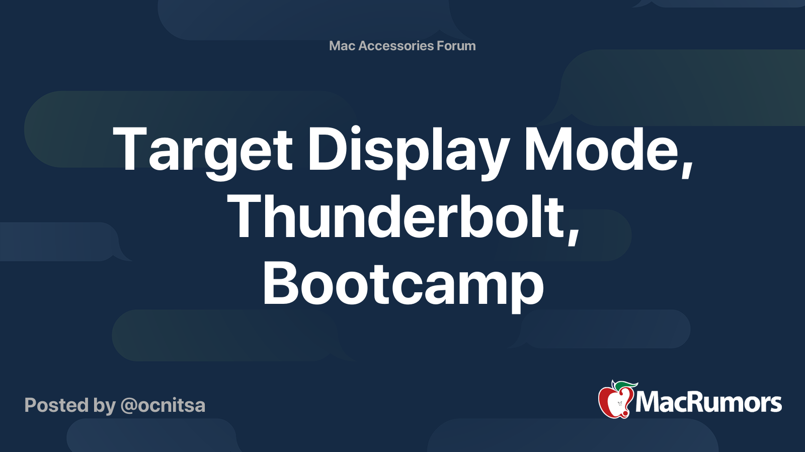 Target Display Mode, Thunderbolt, Bootcamp | MacRumors Forums