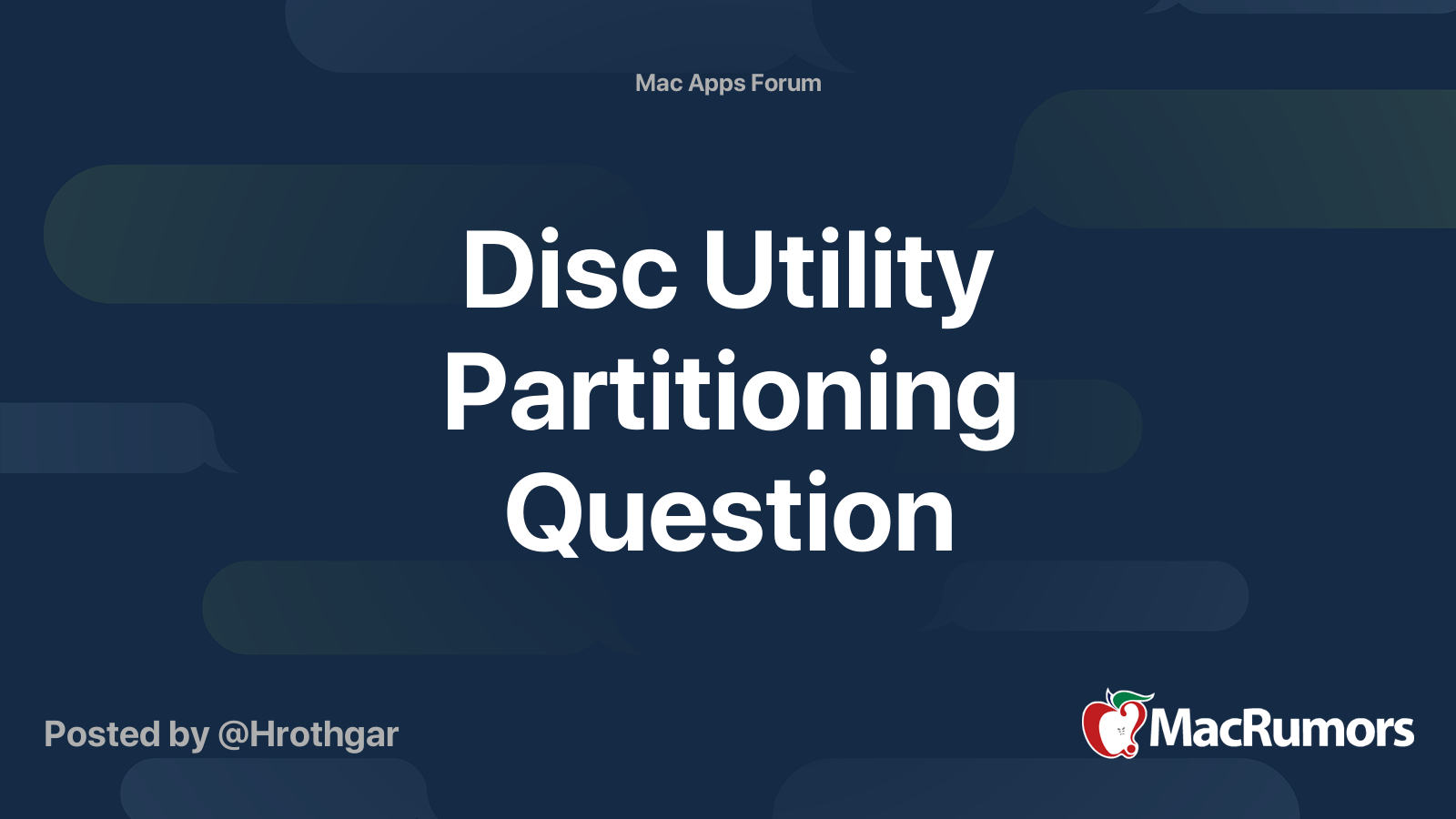 Disc Utility Partitioning Question | MacRumors Forums