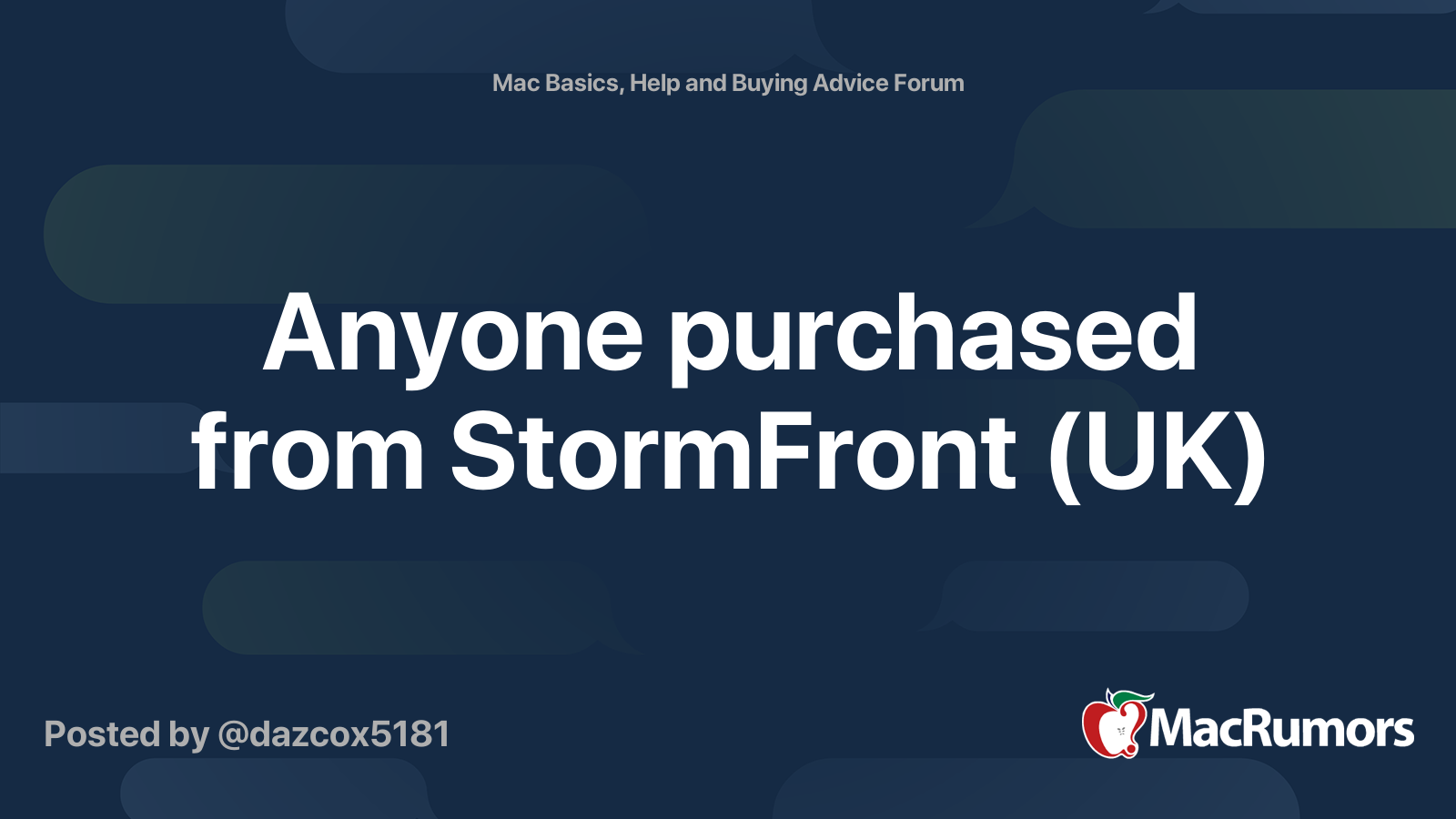 Anyone purchased from StormFront (UK) | MacRumors Forums