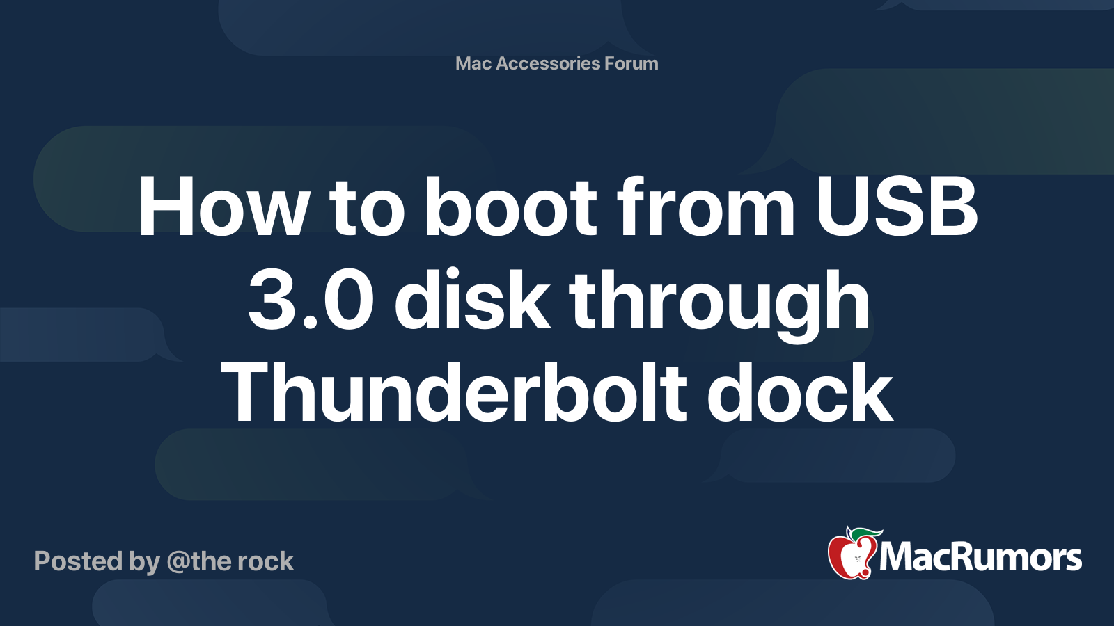How to boot from USB 3.0 disk through Thunderbolt dock | MacRumors Forums