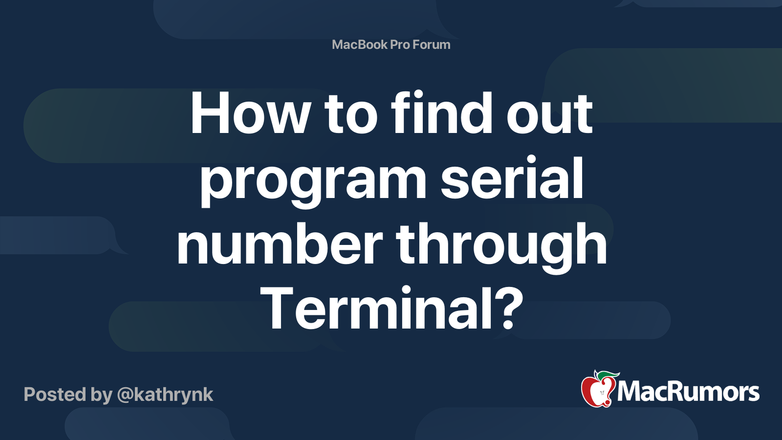 How To Find Out Program Serial Number Through Terminal Macrumors Forums 